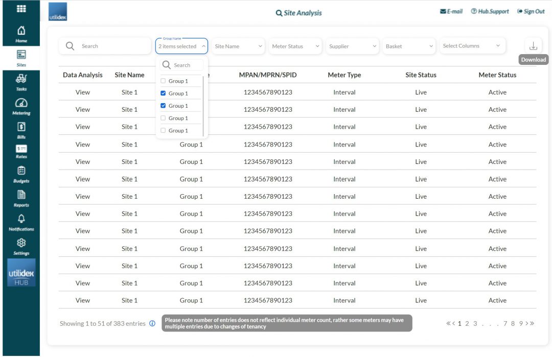 Manage, search and edit site lists - Home