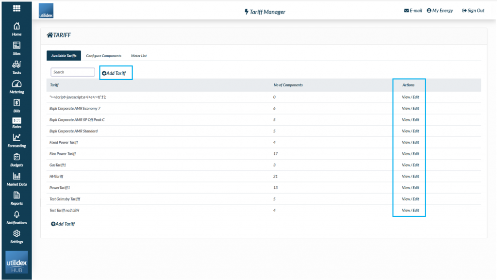 Setting up your Tariffs - Home