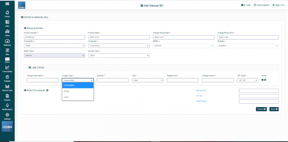 Manual Bill Entry - Home